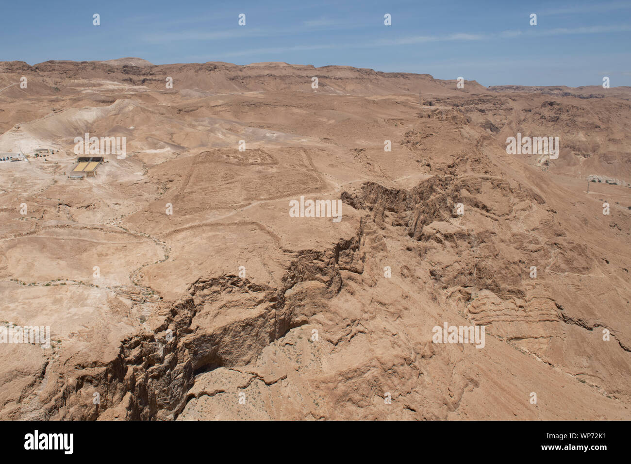 Israel, historic Masada aka Massada. Overview of Camp F and the Sound ...