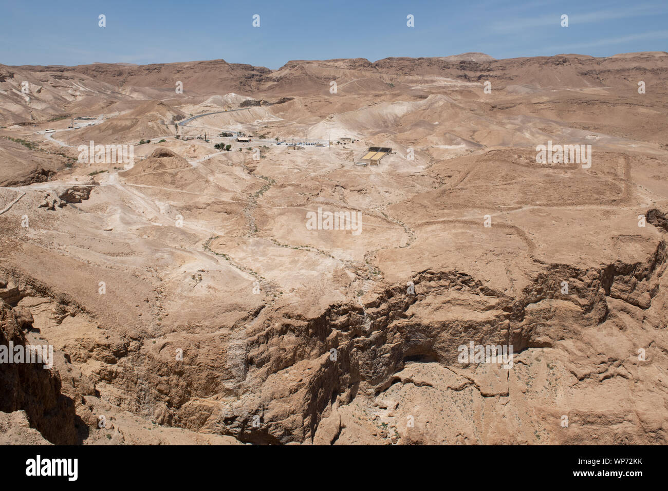 Israel, historic Masada aka Massada. Overview of Camp F and the Sound ...