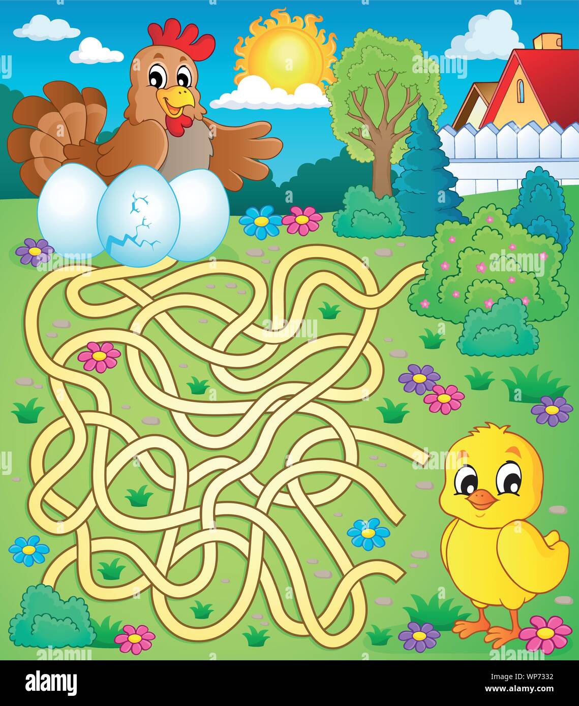 Maze 4 with hen and chicken Stock Vector Image & Art - Alamy