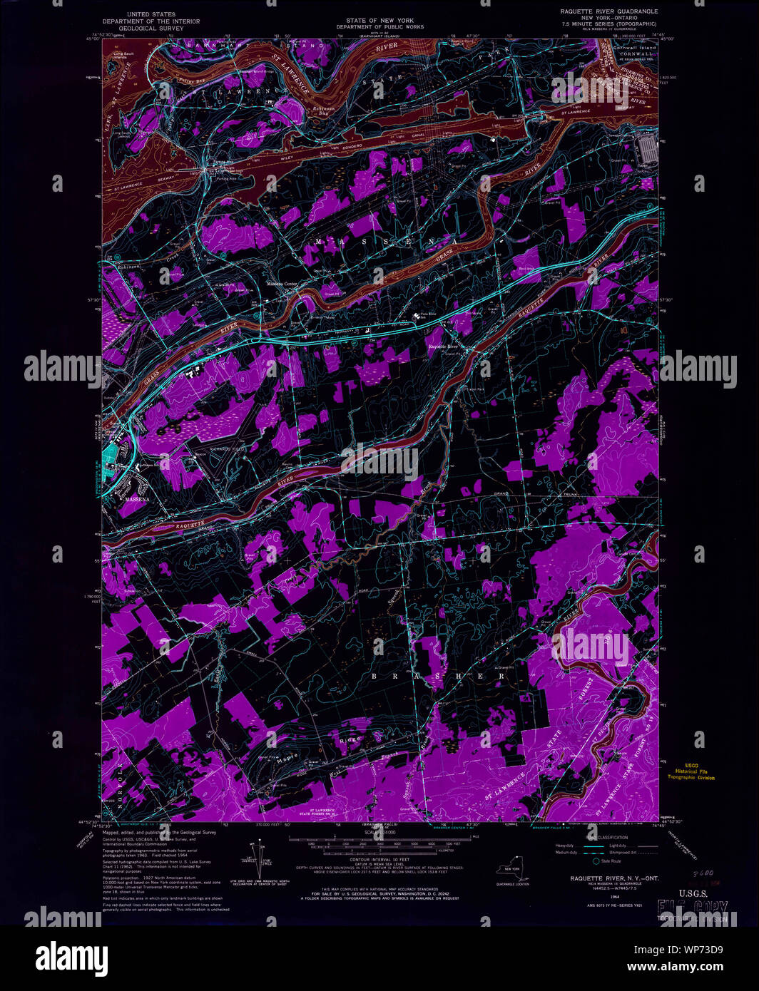 New York NY Raquette River 136021 1964 24000 Inverted Restoration Stock ...
