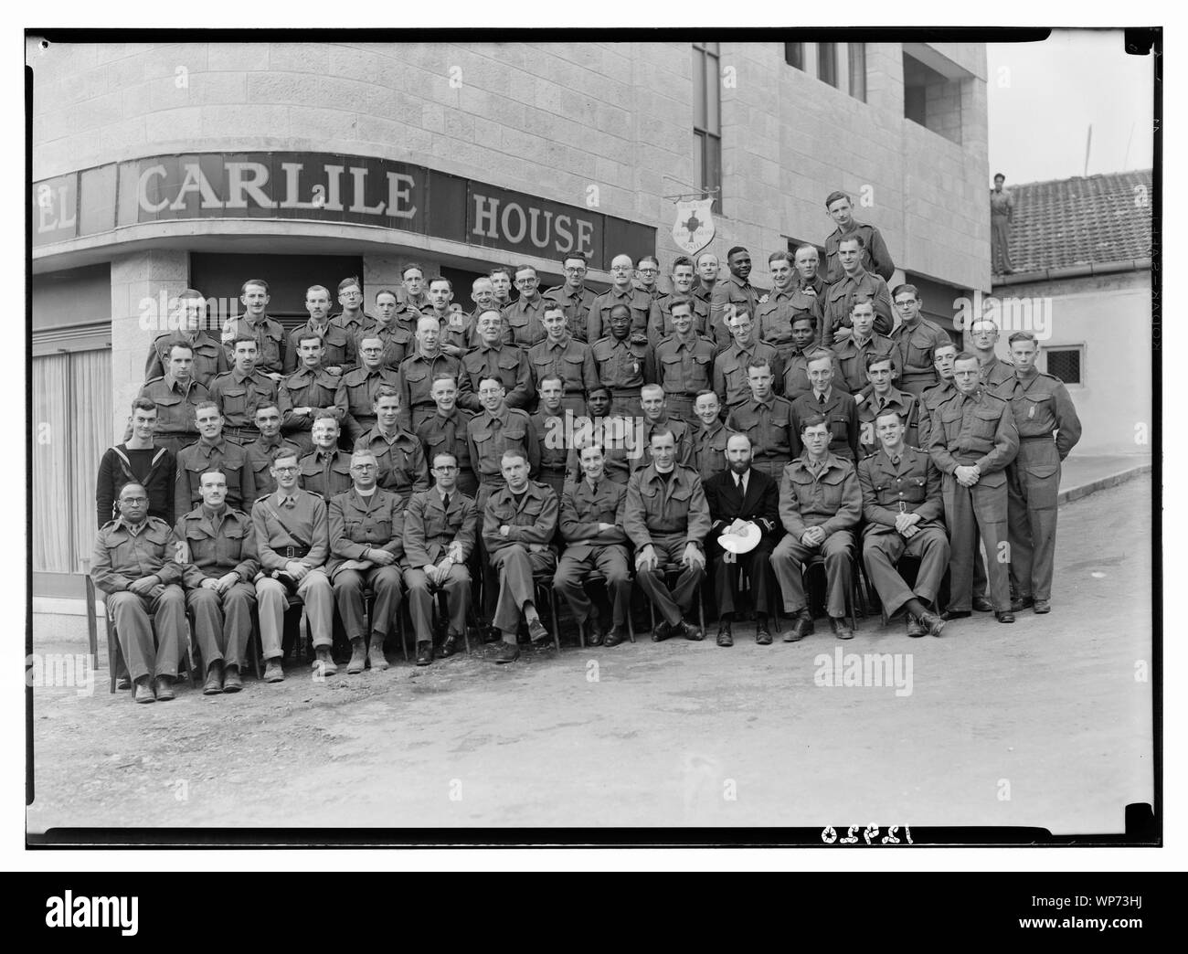 Large soldier group in front of Carlisle House, Jerusalem Stock Photo ...