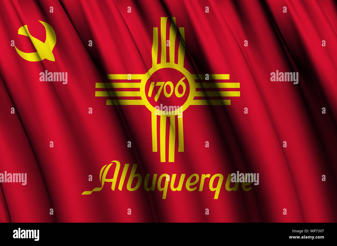 Albuquerque New Mexico waving flag illustration. Regions and Cities of ...