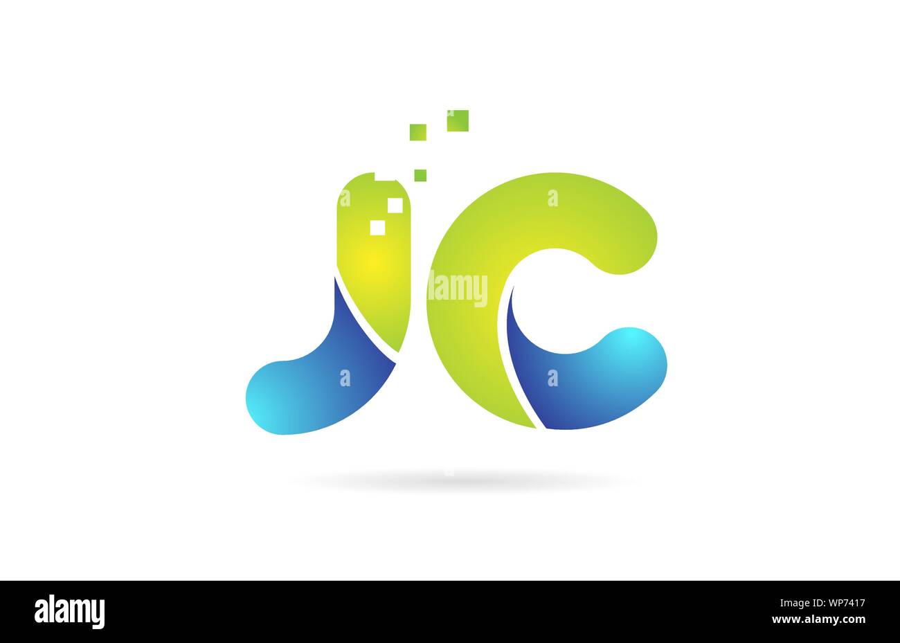 jc j c blue green alphabet combination letter logo design suitable for ...