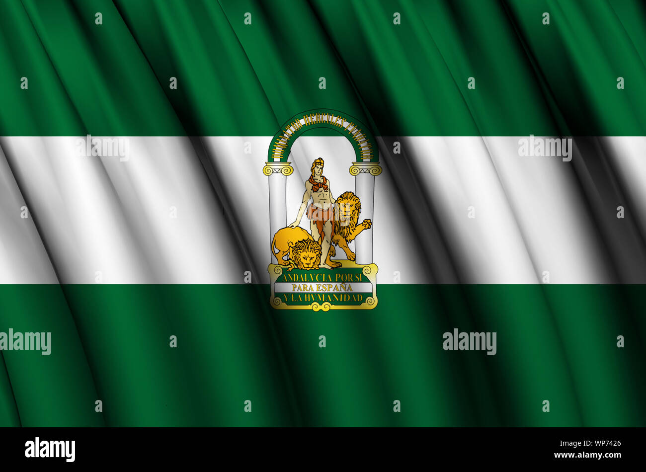 Andalusia waving flag illustration. Regions and cities of Spain ...