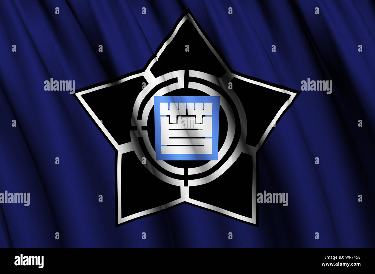 Ashibetsu waving flag illustration. Regions of Japan. Perfect for ...