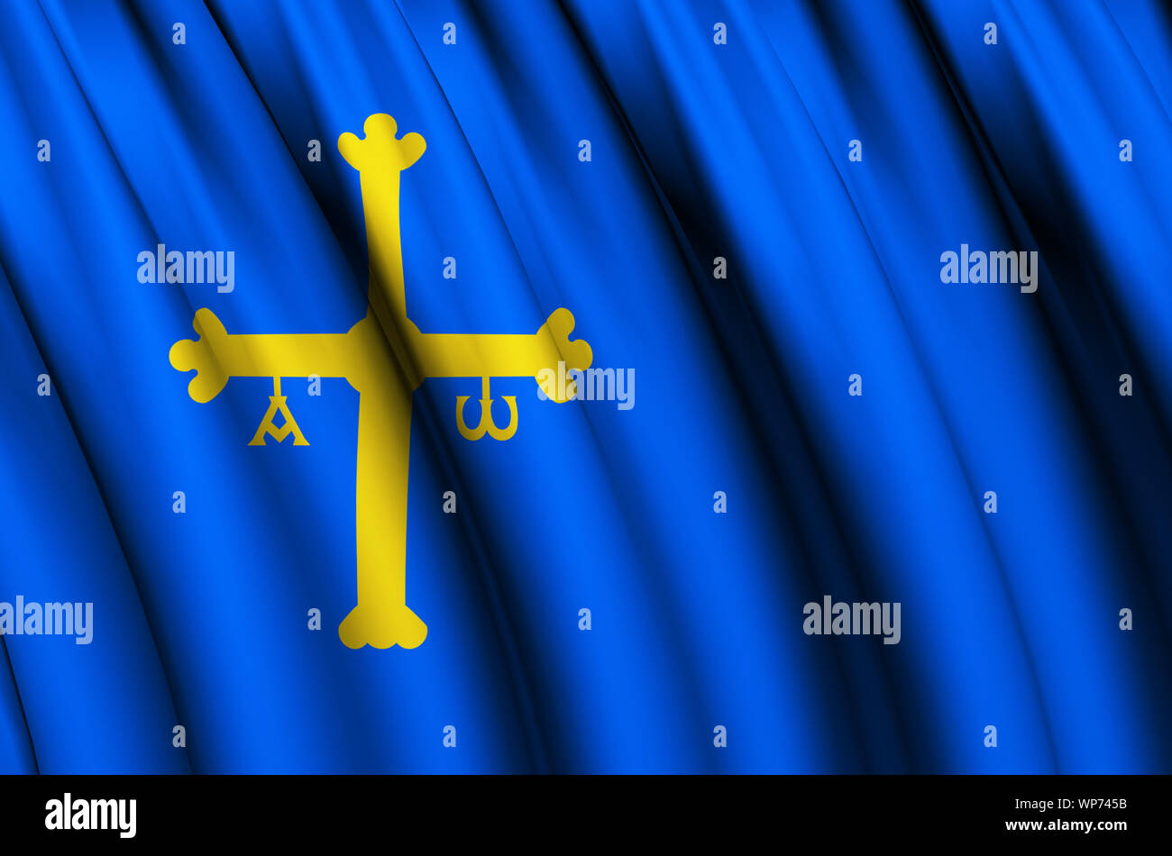 Asturias waving flag illustration. Regions and cities of Spain. Perfect ...