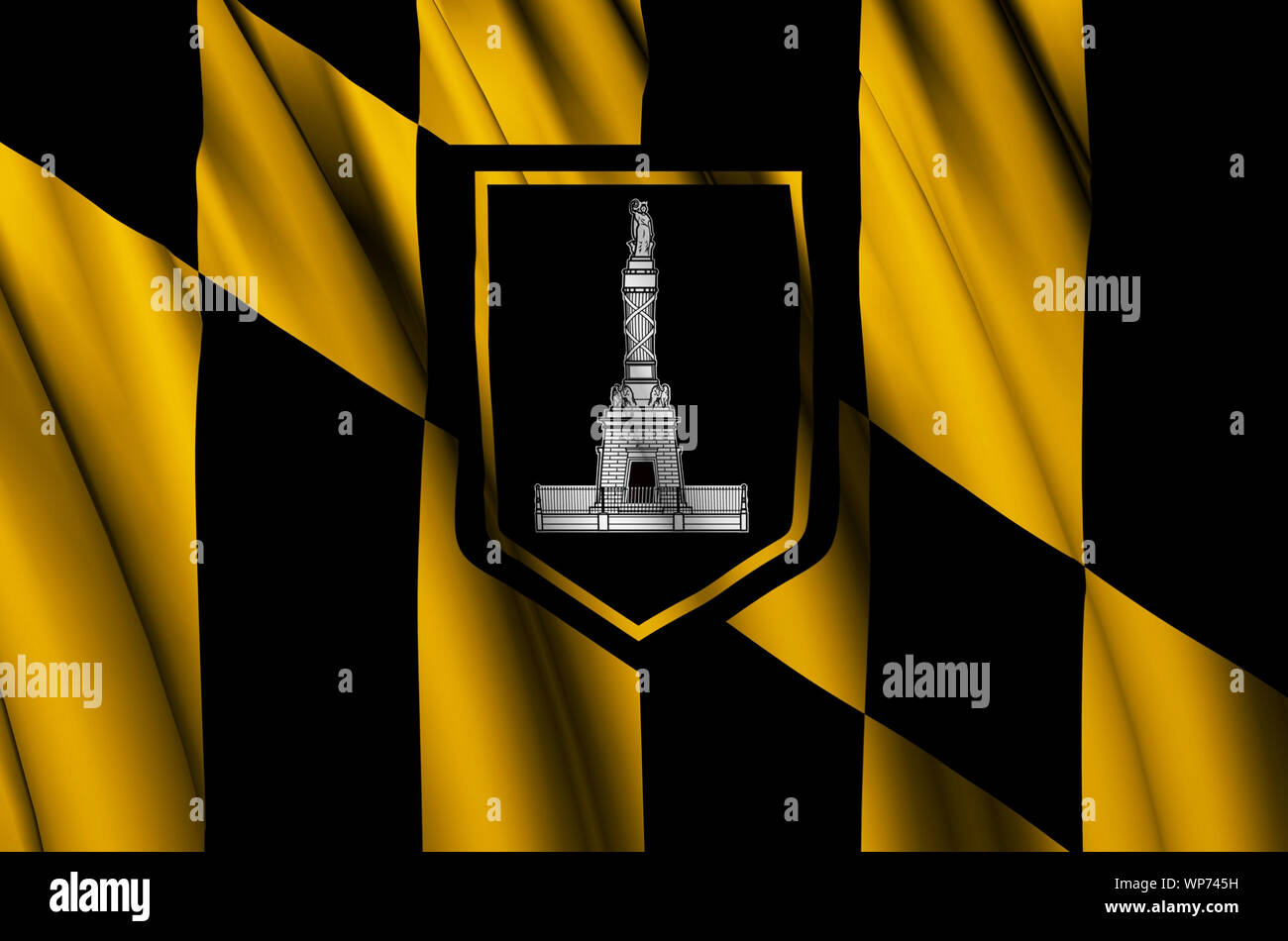 Baltimore City waving flag illustration. Regions and Cities of the ...