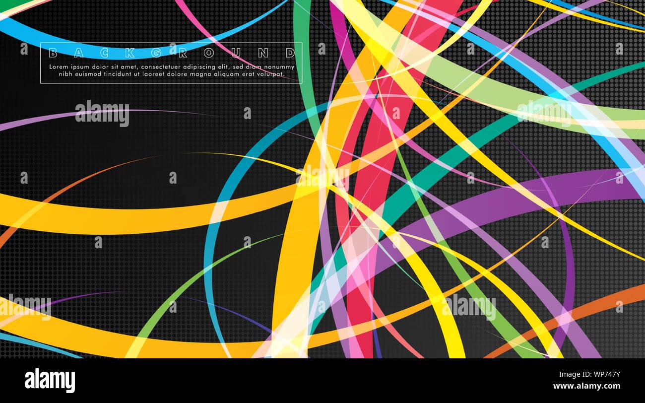 Curved abstract design with the background concept of a dark circle ...