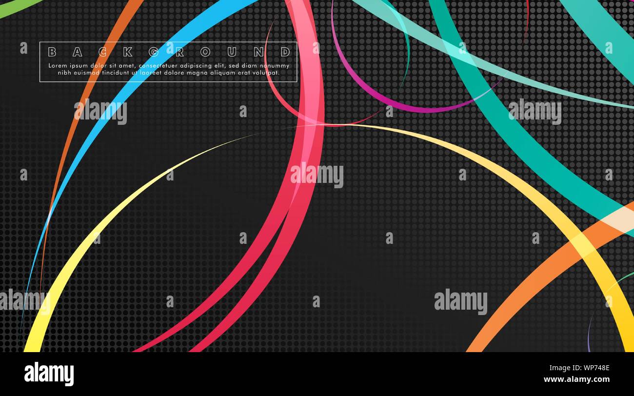 Curved abstract design with the background concept of a dark circle ...