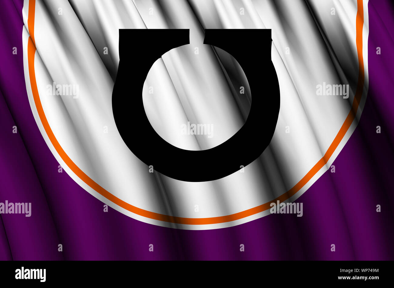 Bibai waving flag illustration. Regions of Japan. Perfect for ...