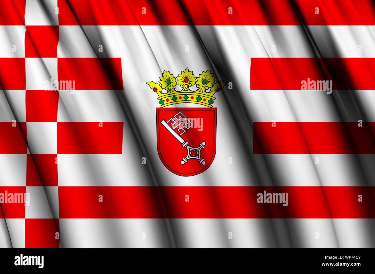 Bremen waving flag illustration. Federal state of Germany. Perfect for ...