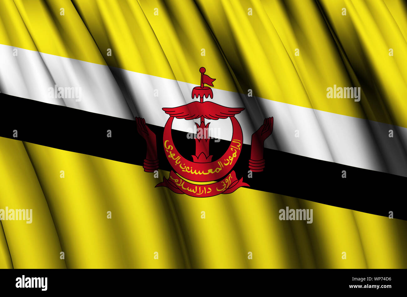 Brunei waving flag illustration. Countries of Asia. Perfect for ...