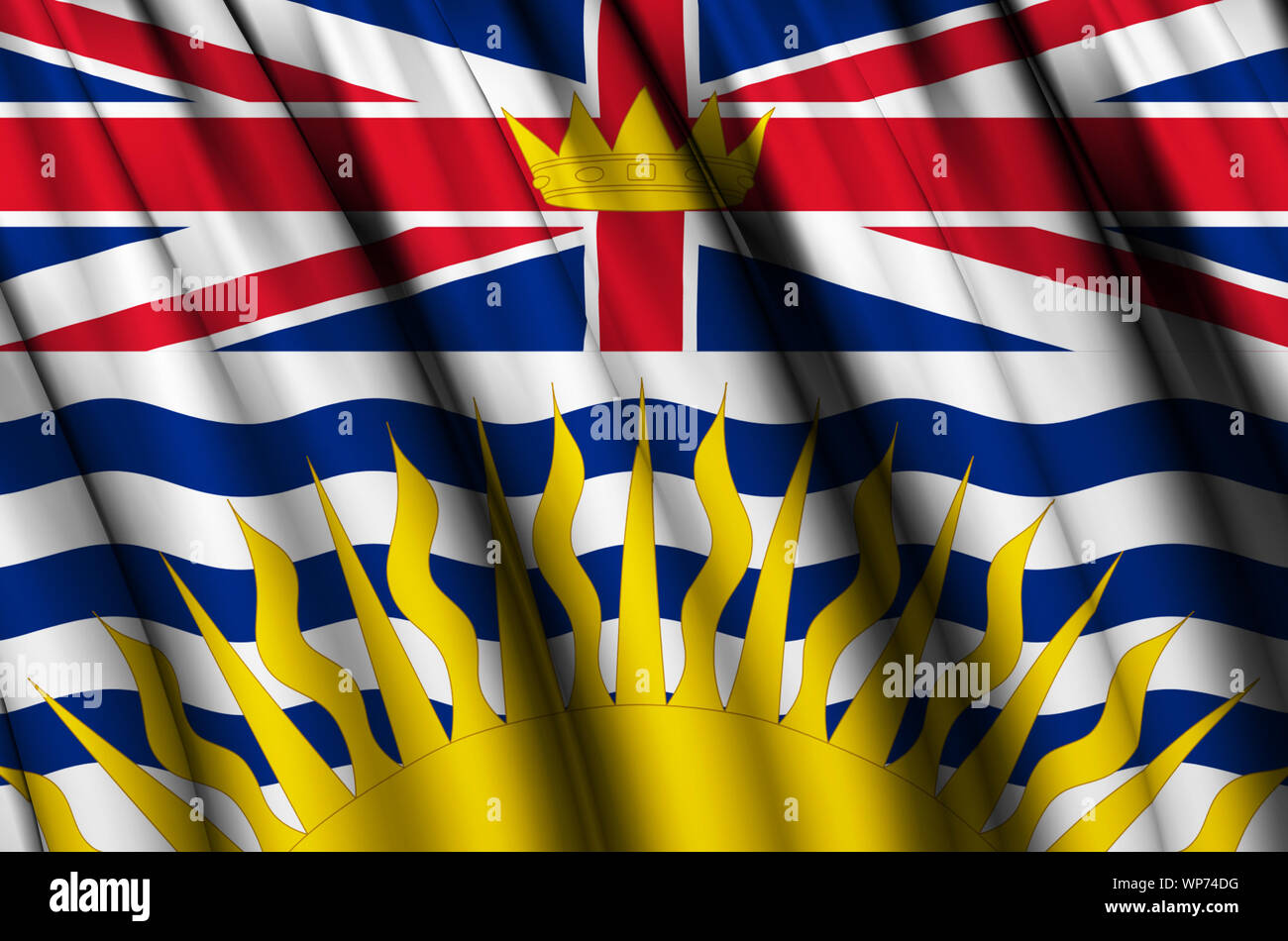 British Columbia waving flag illustration. States, cities and Regions ...