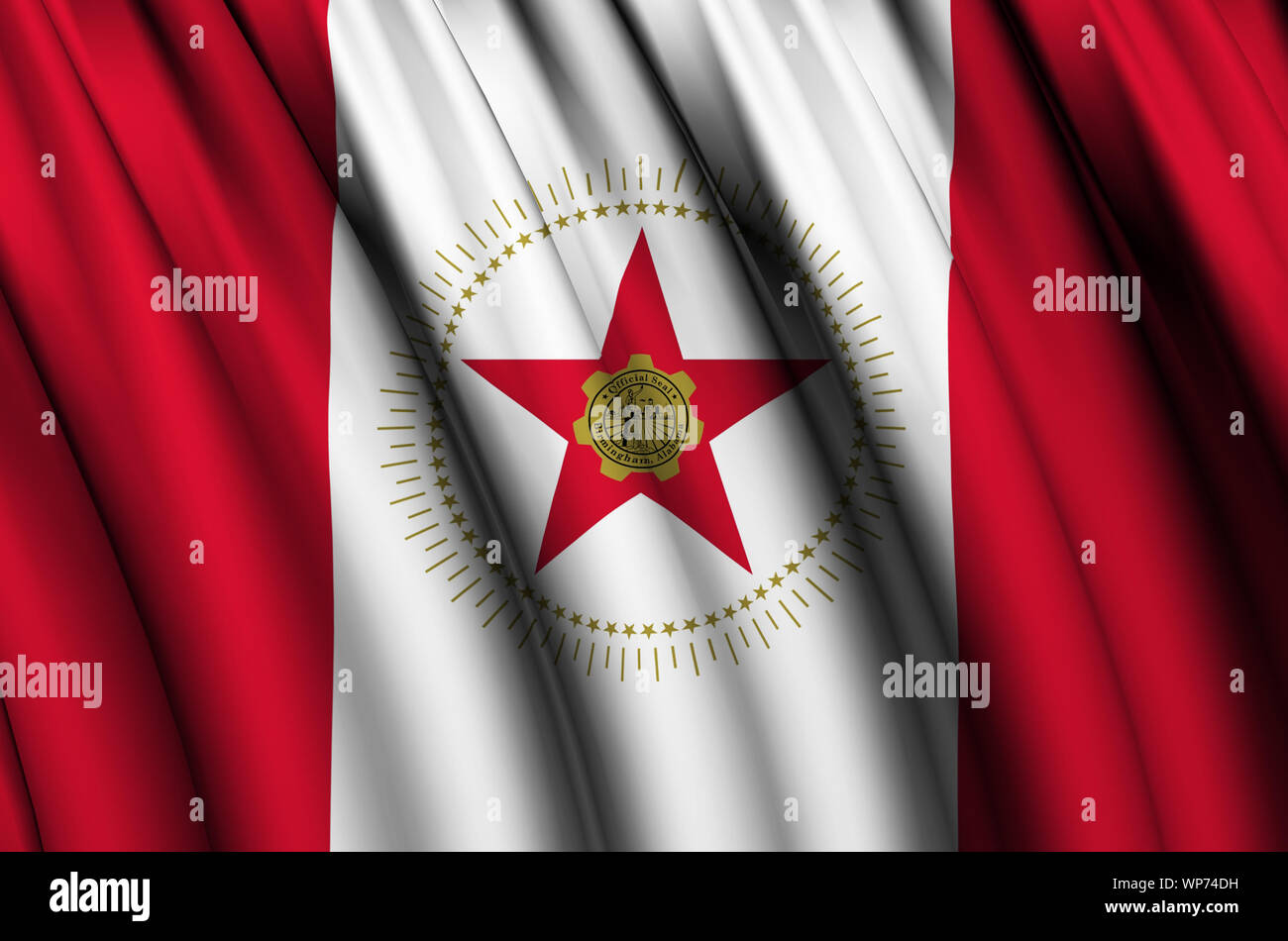 Birmingham Alabama waving flag illustration. Regions and Cities of the ...