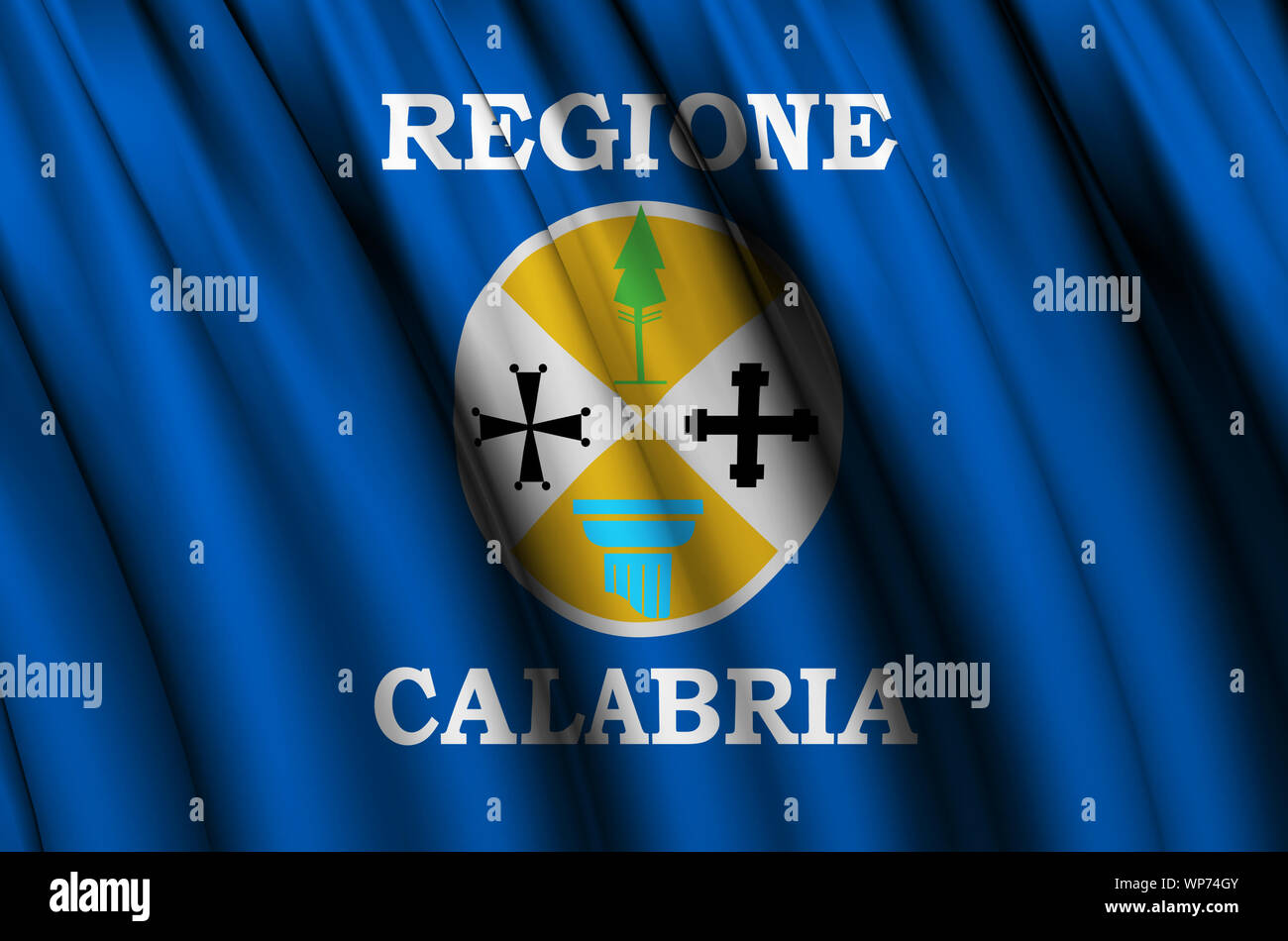 Calabria waving flag illustration. Regions of Italy. Perfect for background and texture usage ...