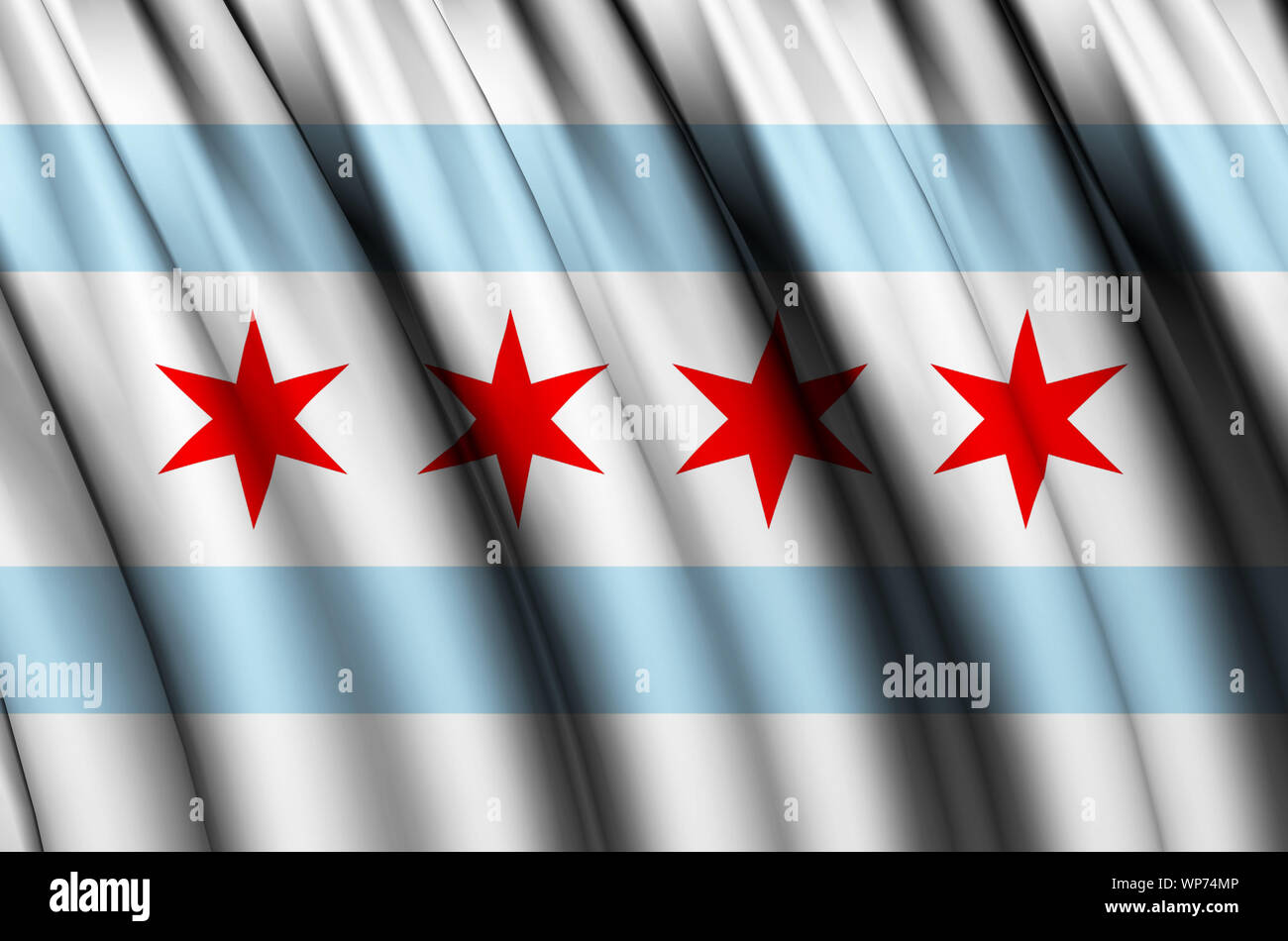 Chicago waving flag illustration. Regions and Cities of the United ...