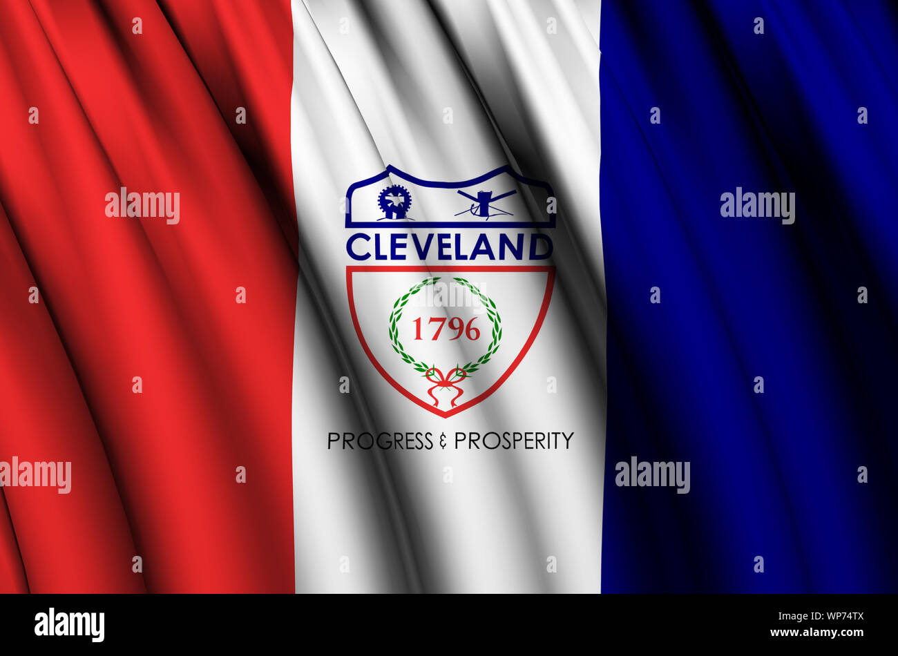 Cleveland waving flag illustration. Regions and Cities of the United ...