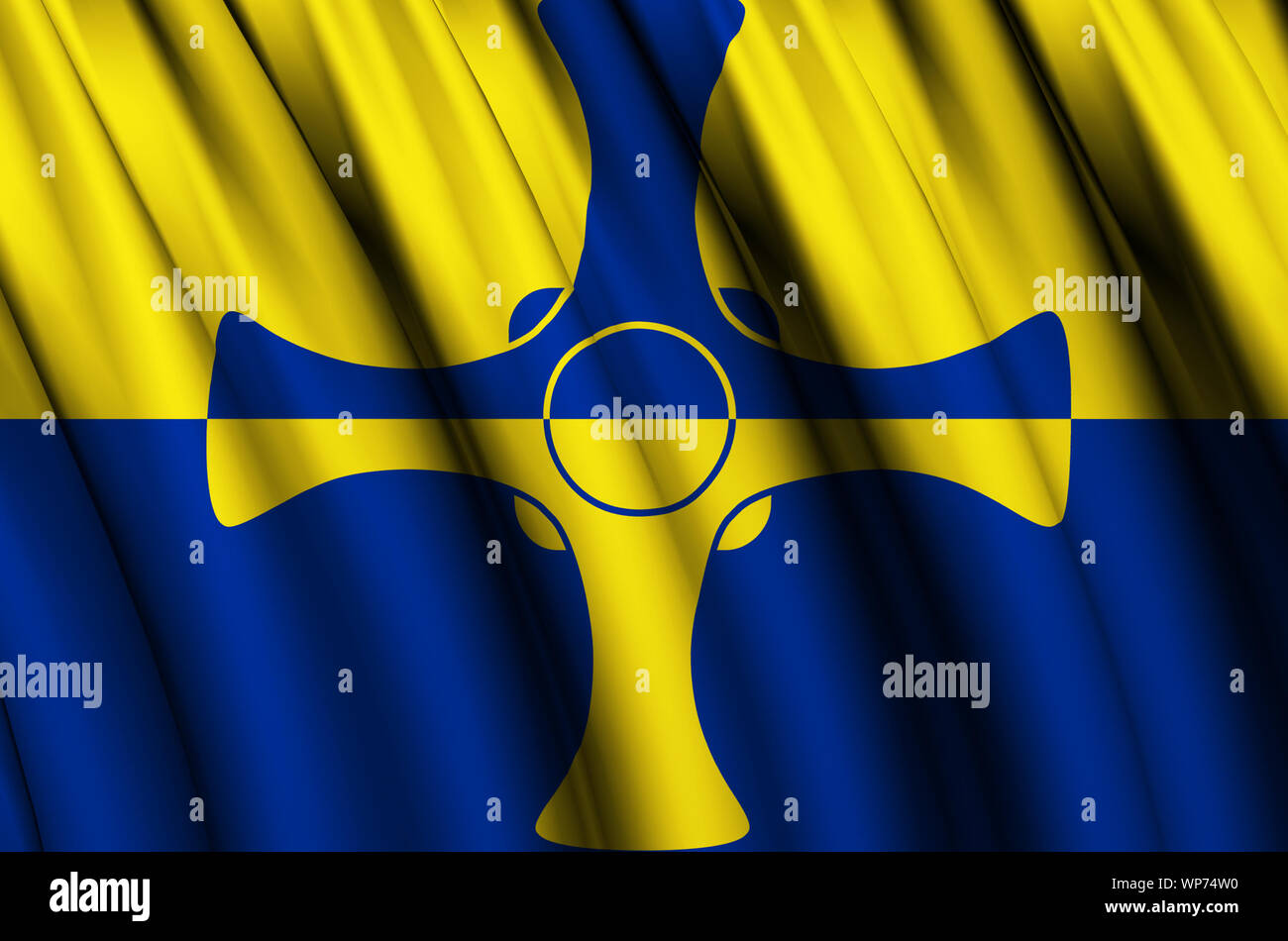 County Durham waving flag illustration. Regions of England and United ...