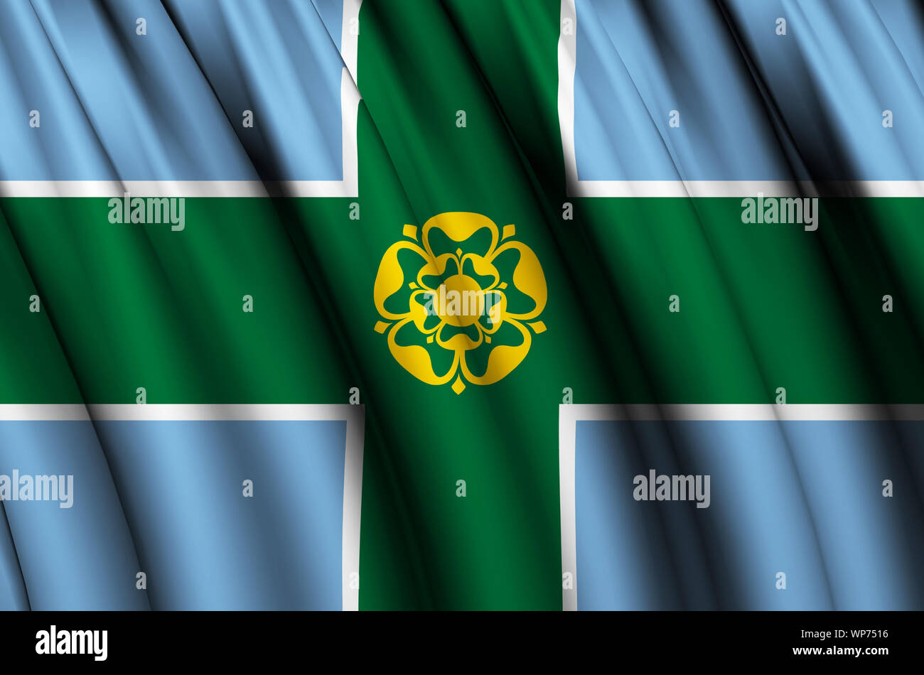 Derbyshire waving flag illustration. Regions of England and United ...