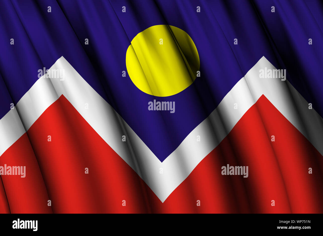 Denver Colorado waving flag illustration. Regions and Cities of the ...