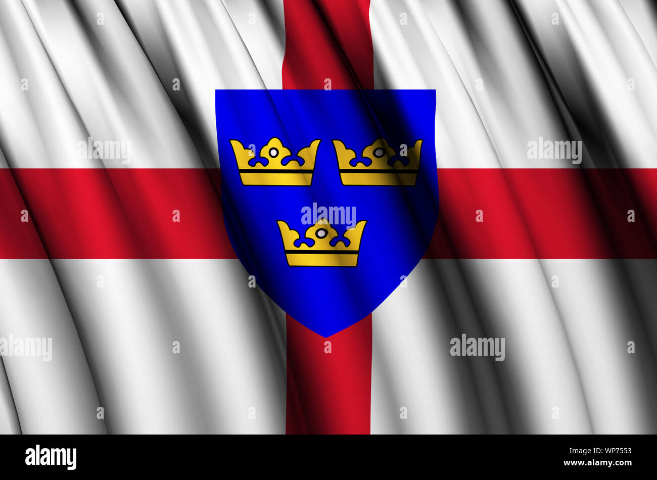 East Anglia waving flag illustration. Regions of England and United ...