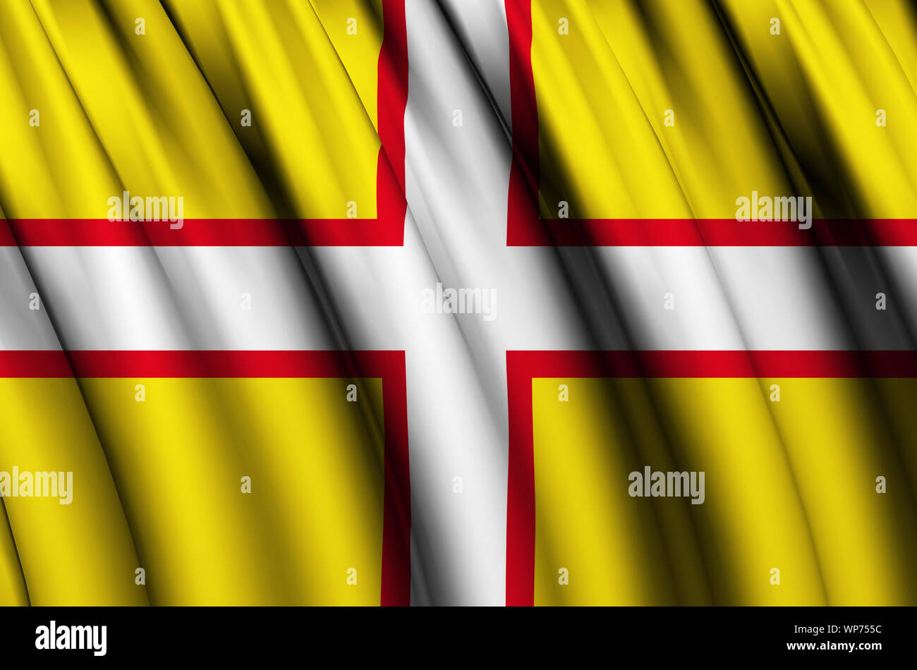 Dorset waving flag illustration. Regions of England and United Kingdom ...