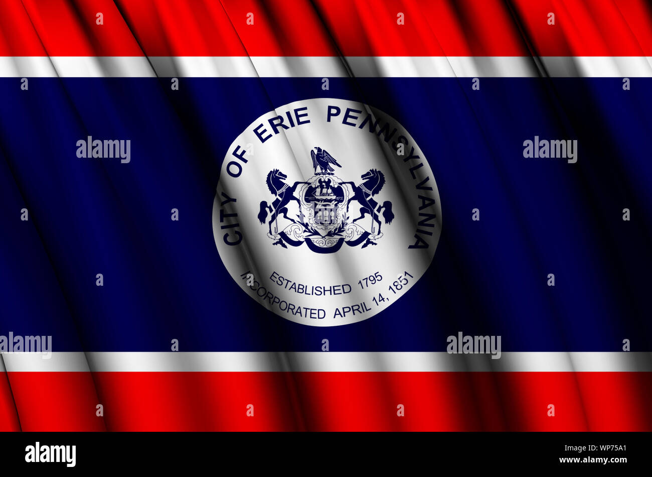 Erie Pennsylvania waving flag illustration. Regions and Cities of the ...