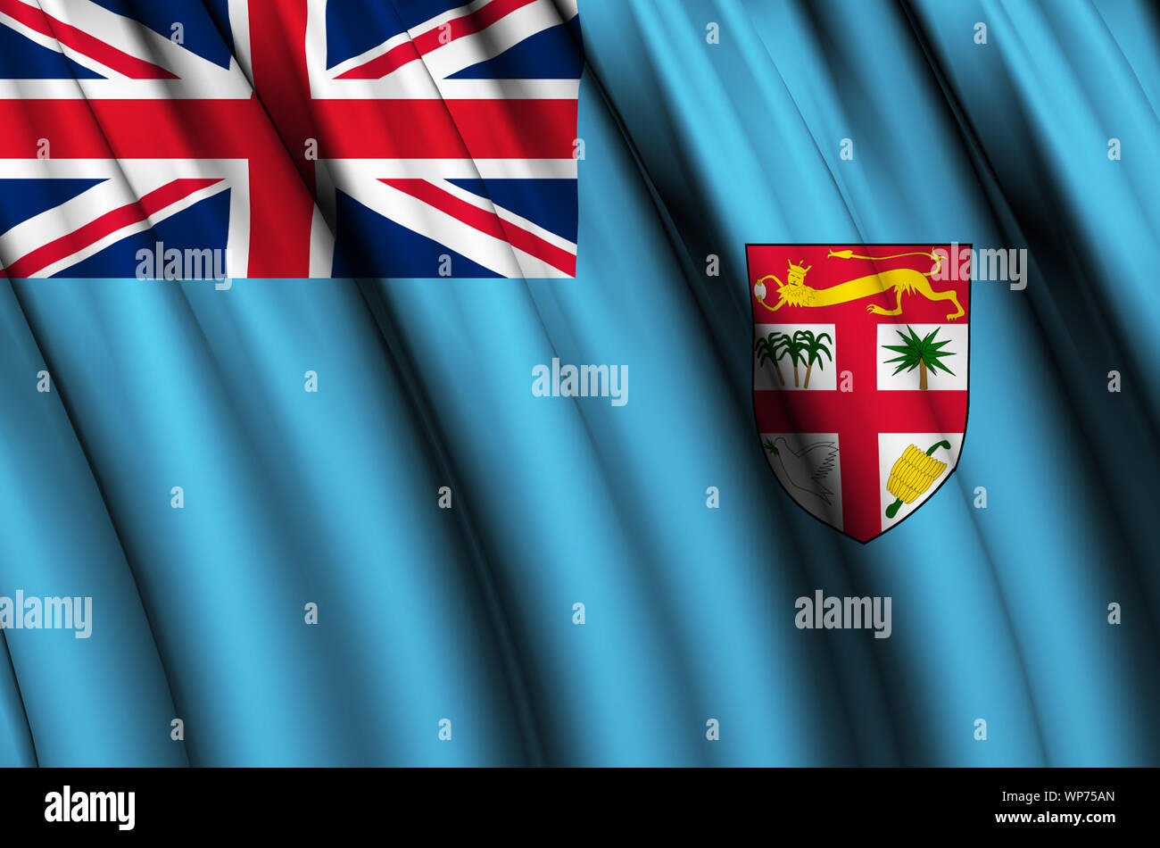 Fiji waving flag illustration. Countries of Australia and Oceania ...