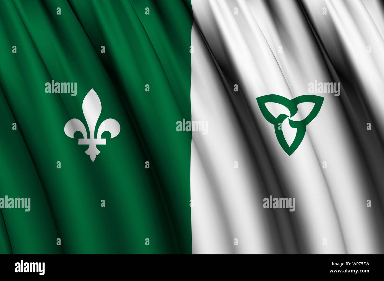 Franco-Ontarian waving flag illustration. States, cities and Regions of ...