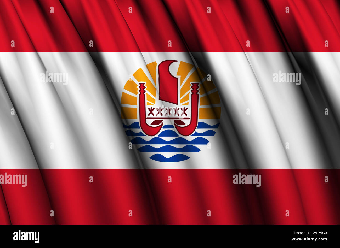French Polynesia waving flag illustration. Countries of Australia and ...