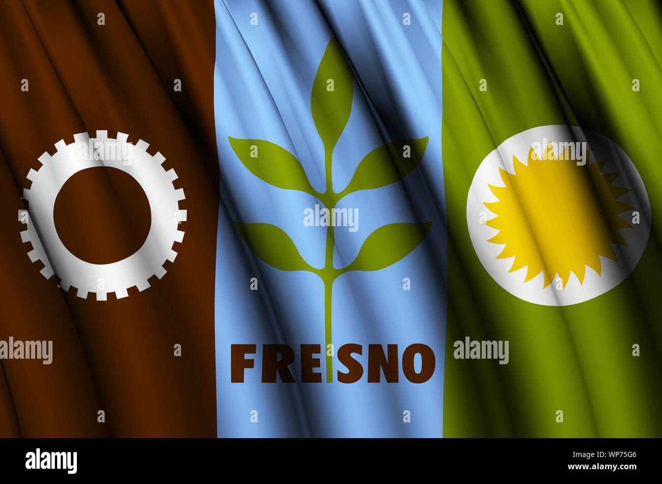 Fresno California waving flag illustration. Regions and Cities of the ...