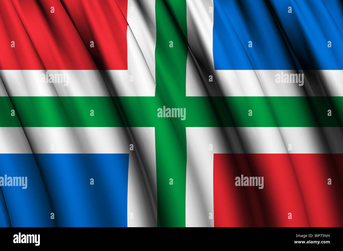 Groningen waving flag illustration. Regions of the Netherlands. Perfect ...