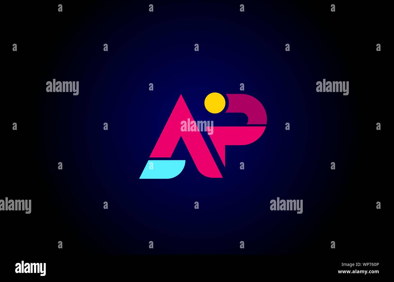pink blue alphabet letter AP A P combination for company logo. Suitable ...