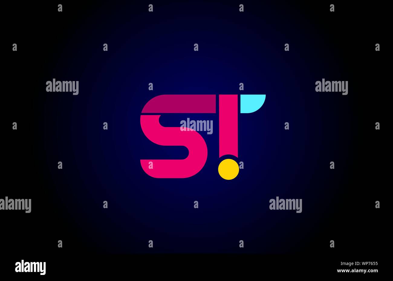 pink blue alphabet letter ST S T combination for company logo. Suitable ...