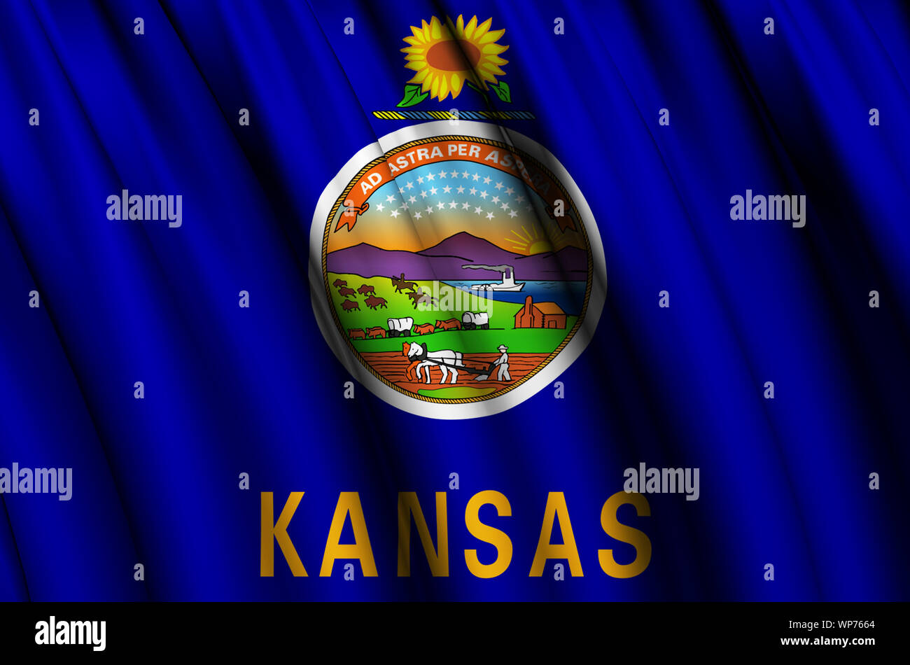 Kansas waving flag illustration. US states. Perfect for background and ...