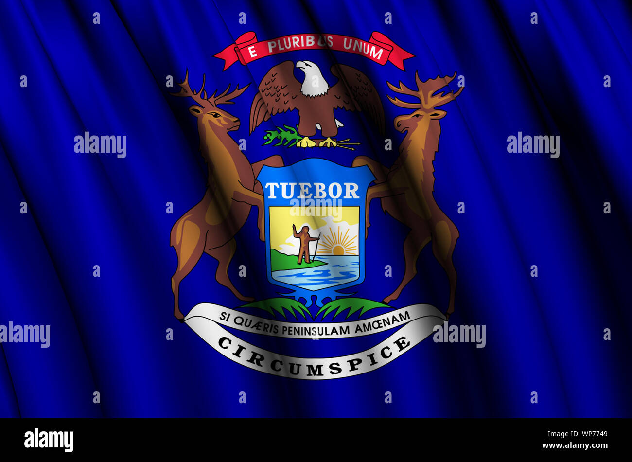 Michigan waving flag illustration. US states. Perfect for background ...