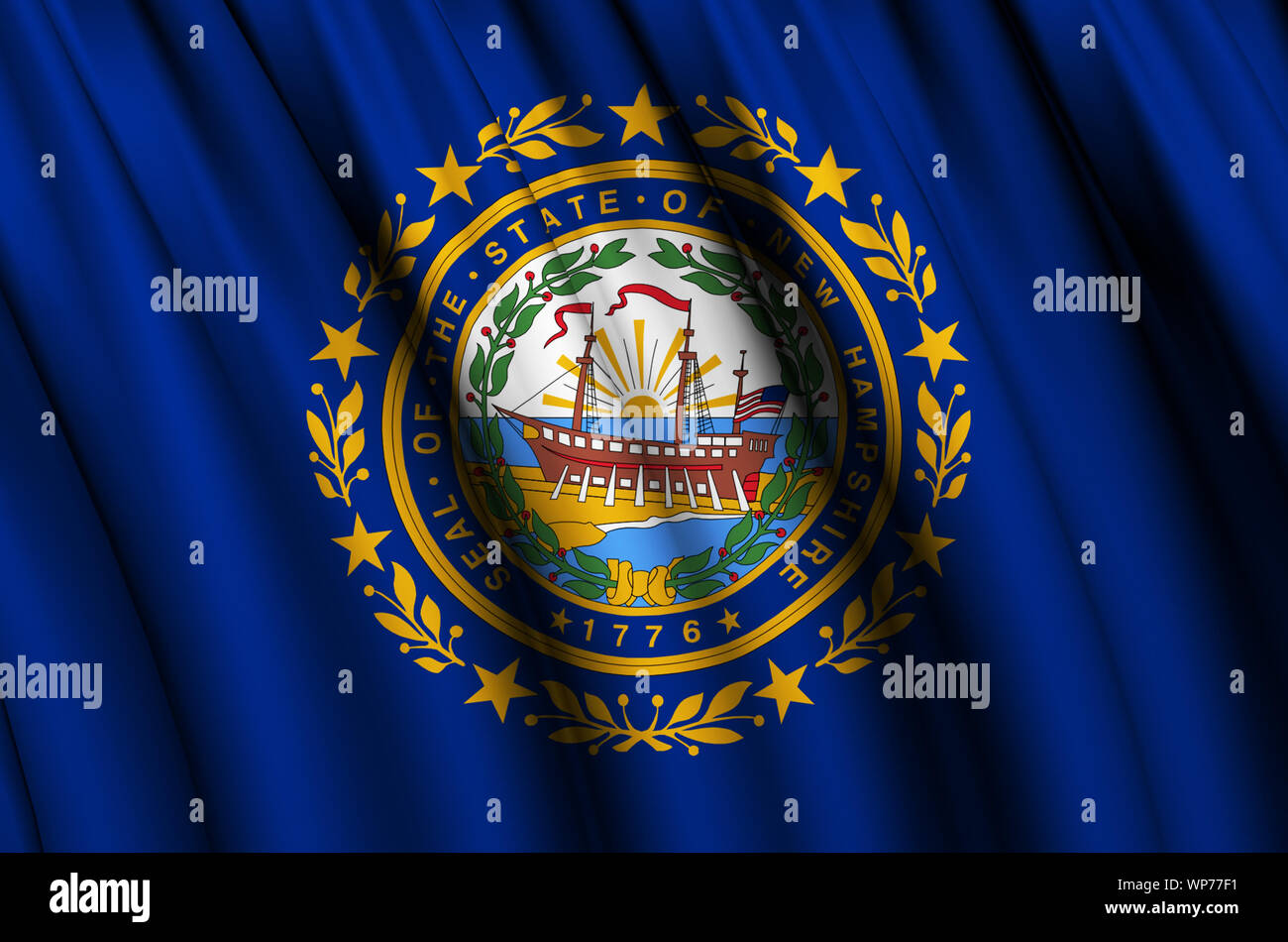 New Hampshire waving flag illustration. US states. Perfect for ...