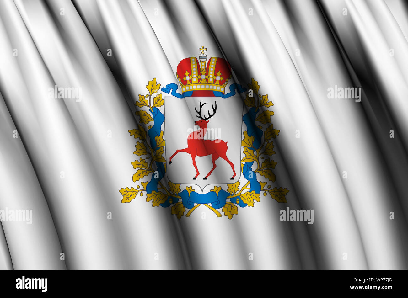 Nizhny Novgorod Region waving flag illustration. Regions of Russia ...