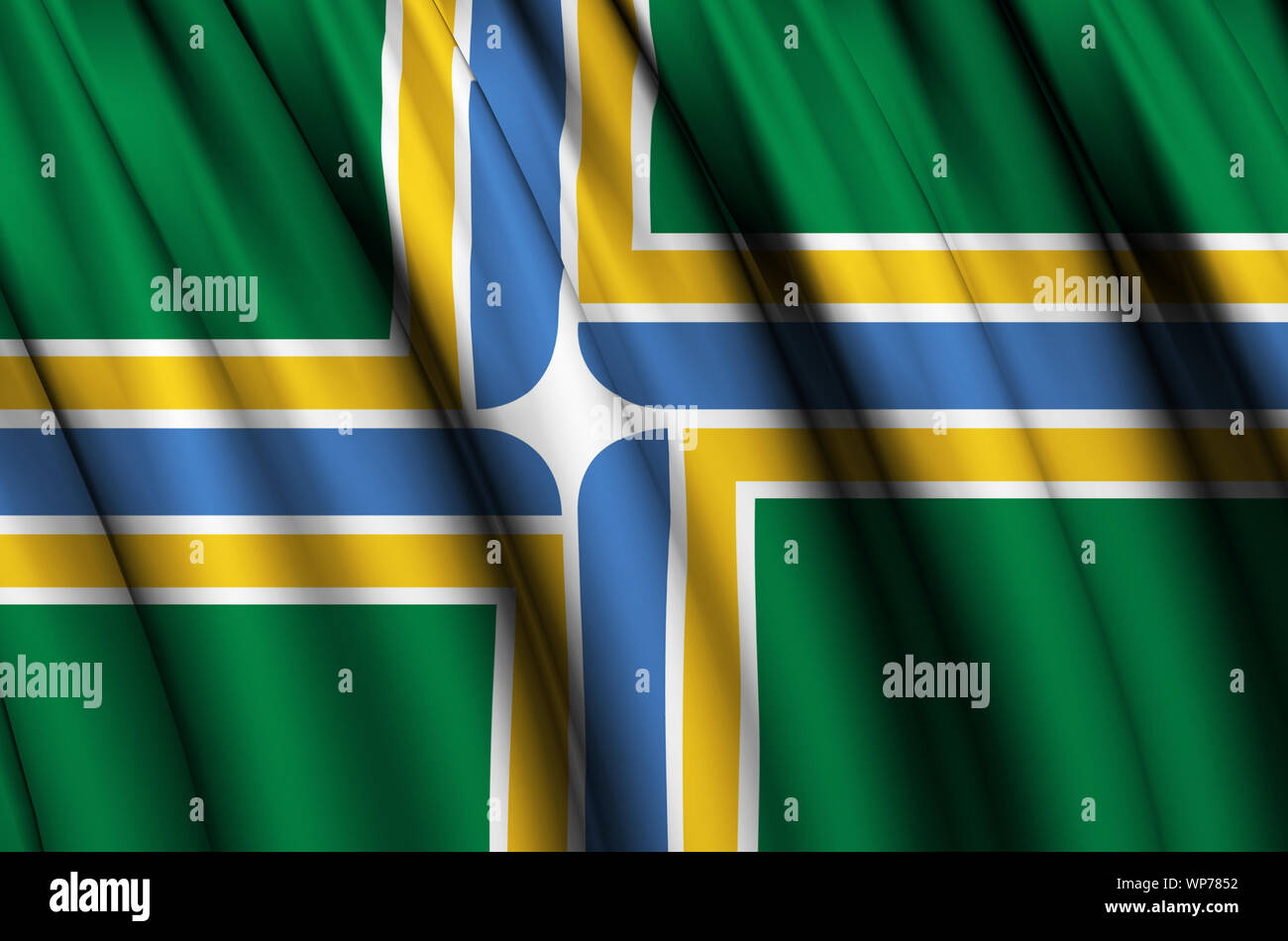 Portland Oregon waving flag illustration. Regions and Cities of the ...