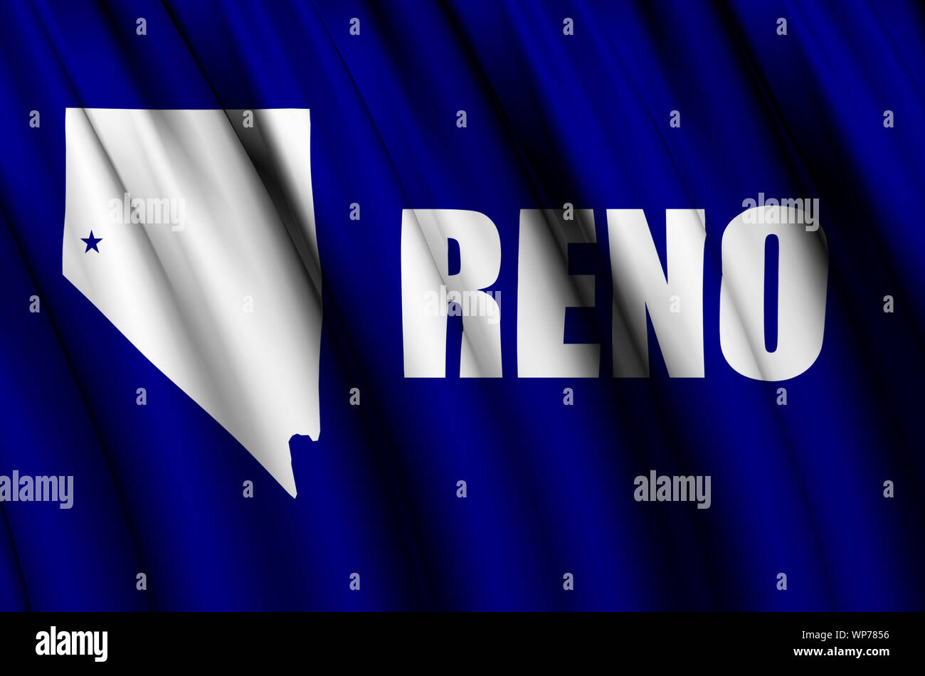 Reno waving flag illustration. Regions and Cities of the United States ...