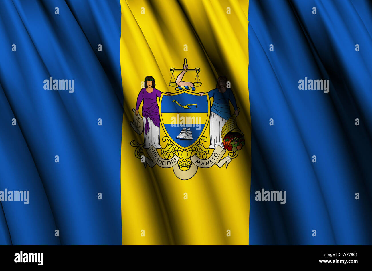 Philadelphia Pennsylvania waving flag illustration. Regions and Cities ...