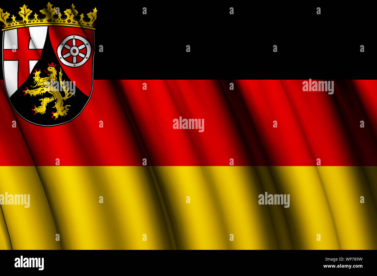 Rhineland-Palatinate waving flag illustration. Federal state of Germany ...