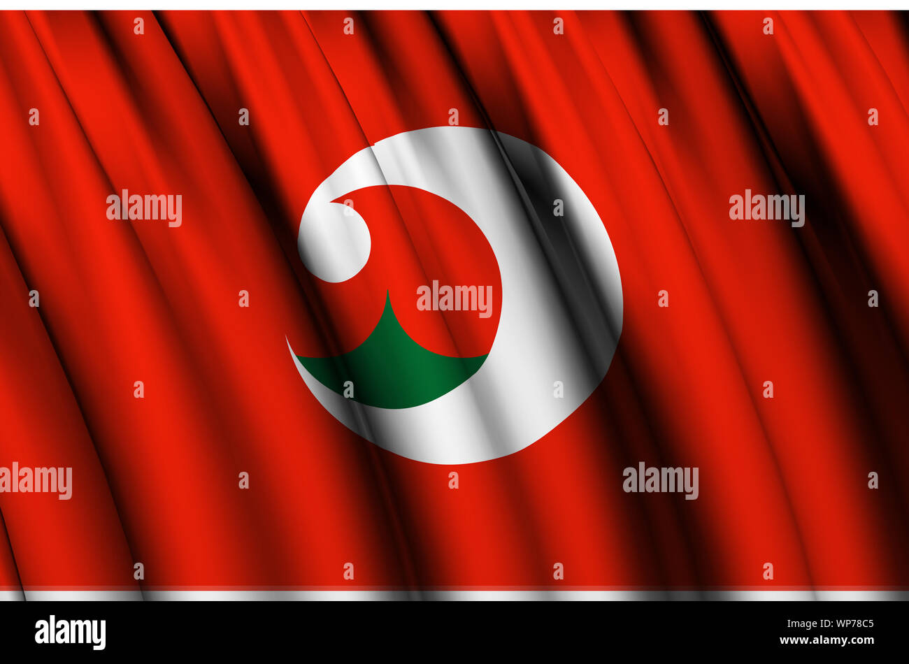 Rishiri waving flag illustration. Regions of Japan. Perfect for ...