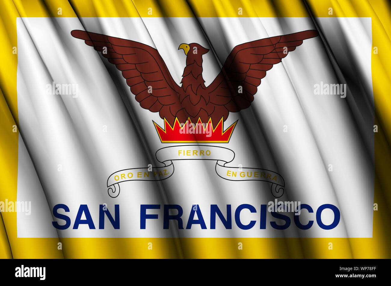 San Francisco waving flag illustration. Regions and Cities of the ...