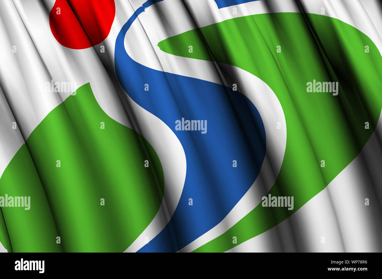 Shibetsu waving flag illustration. Regions of Japan. Perfect for ...