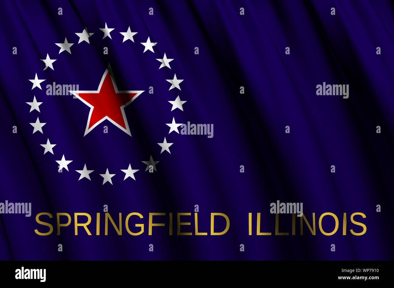 Springfield Illinois waving flag illustration. Regions and Cities of ...