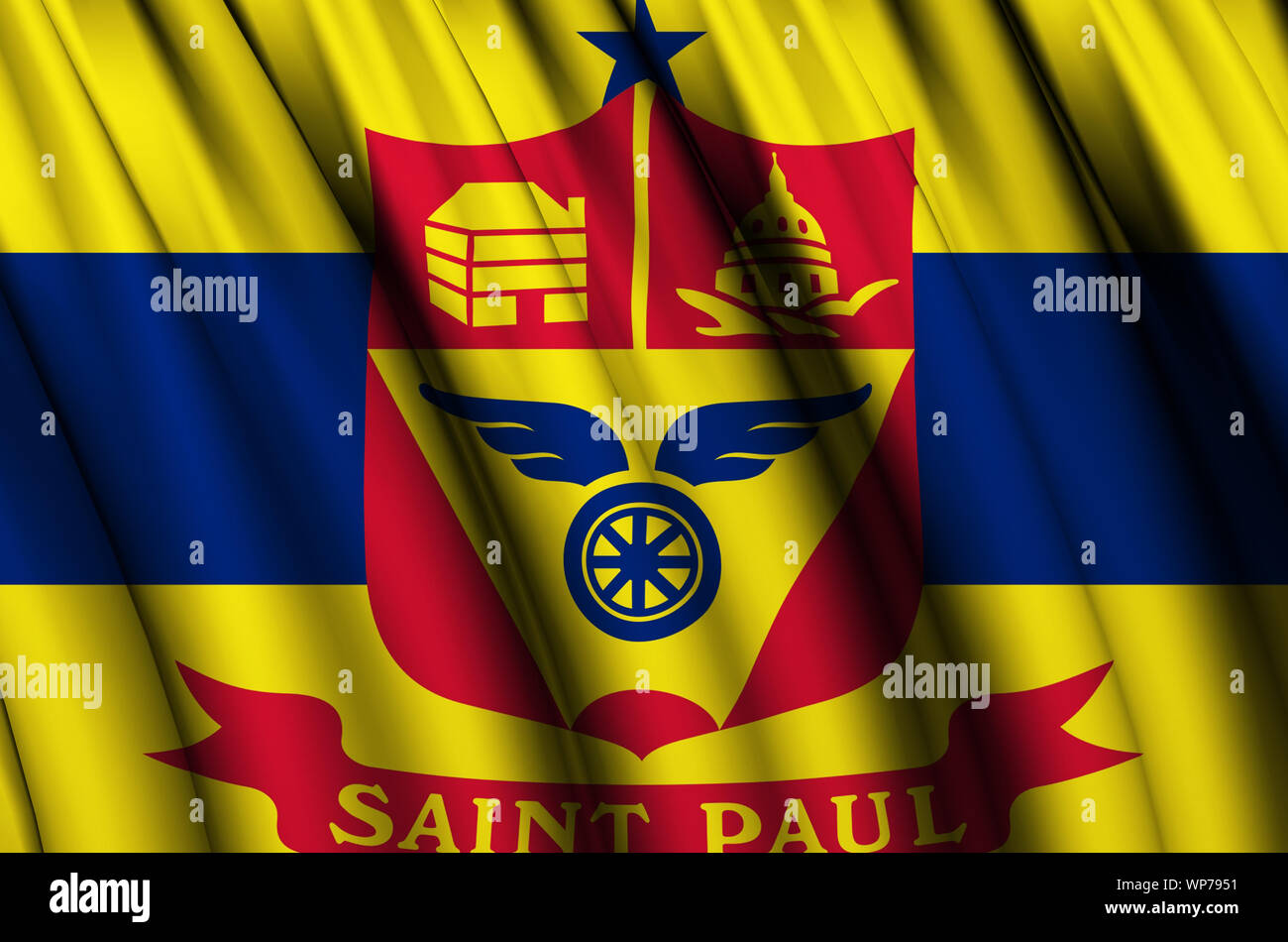 St. Paul Minnesota waving flag illustration. Regions and Cities of the ...