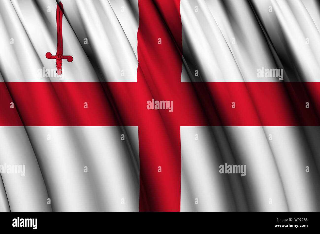 The City London waving flag illustration. Regions of England and United ...