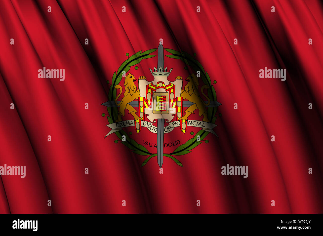Valladolid waving flag illustration. Regions and cities of Spain ...