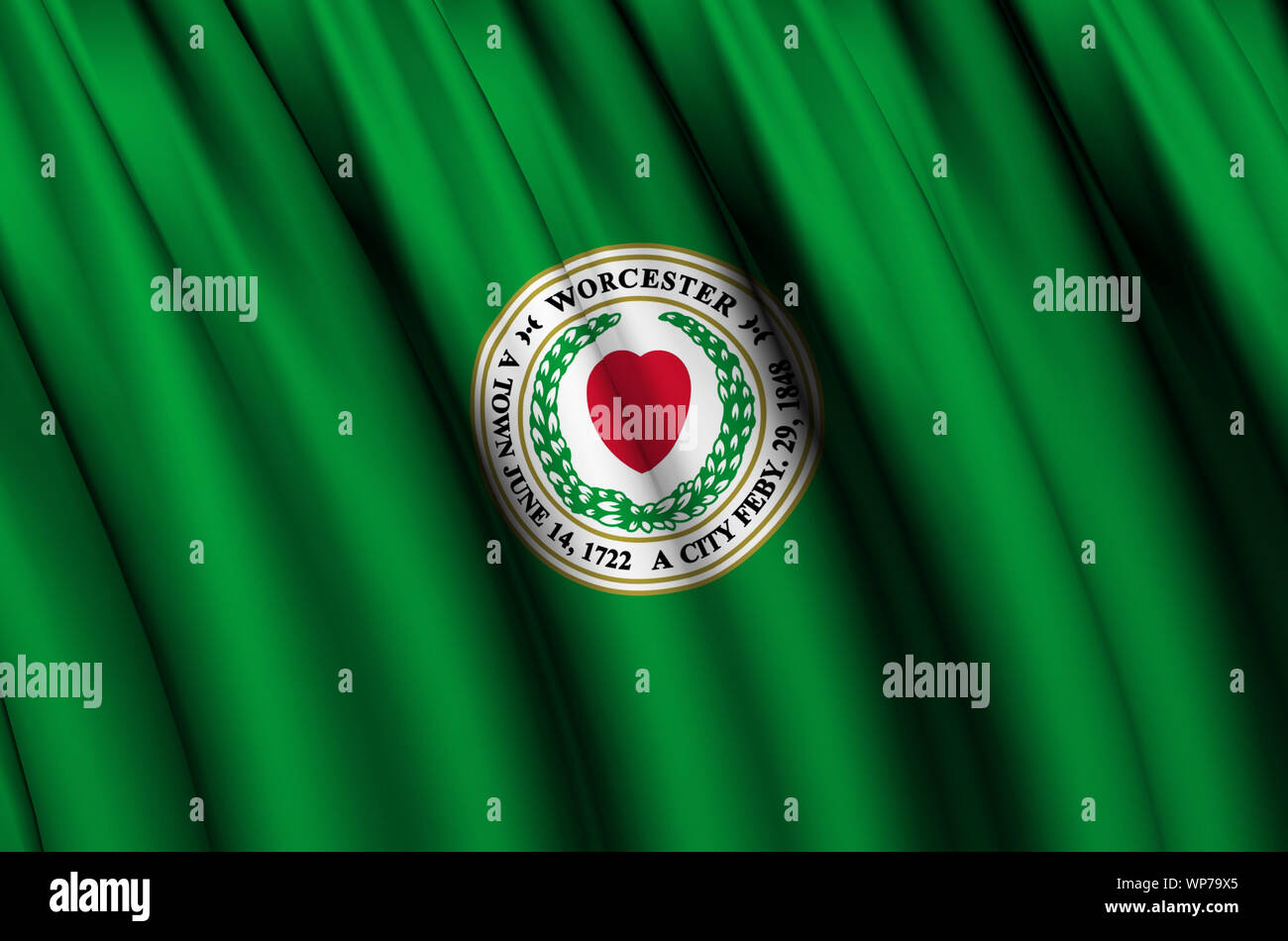 Worcester Massachusetts waving flag illustration. Regions and Cities of ...